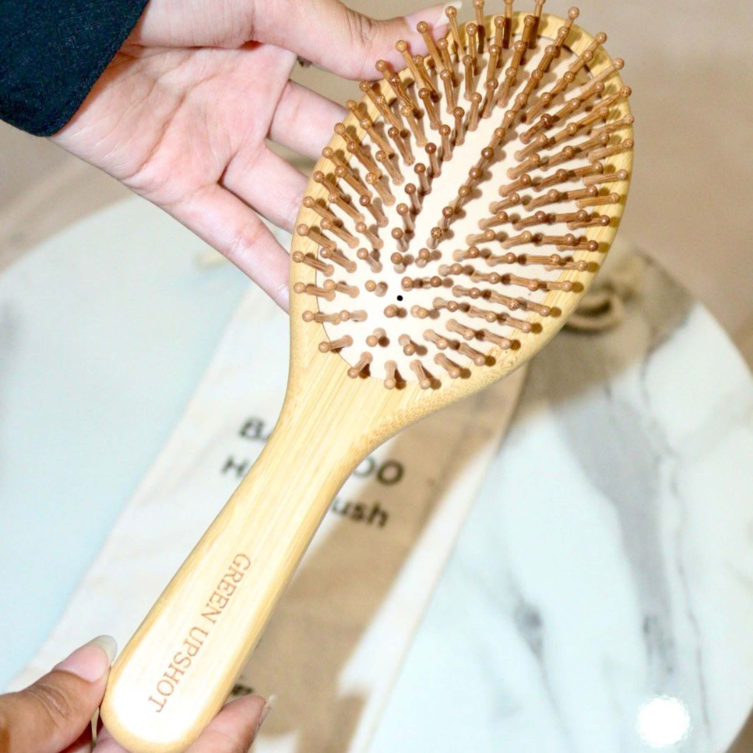 Bamboo Hair Brush Set – Eco-Friendly, Anti-Frizz & Reusable - Green Upshot